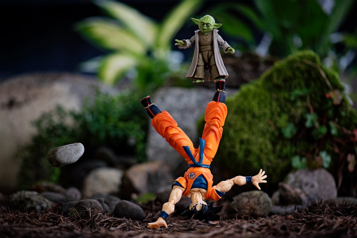 Training Sessions with Yoda and Goku - A Six-Image Narrative